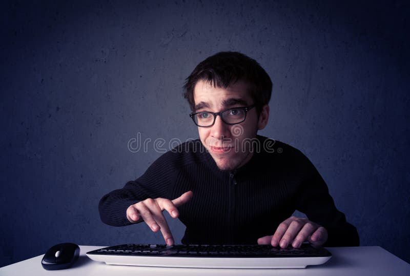 Hacker Programing in Technology Enviroment with Cyber Icons Stock Image ...