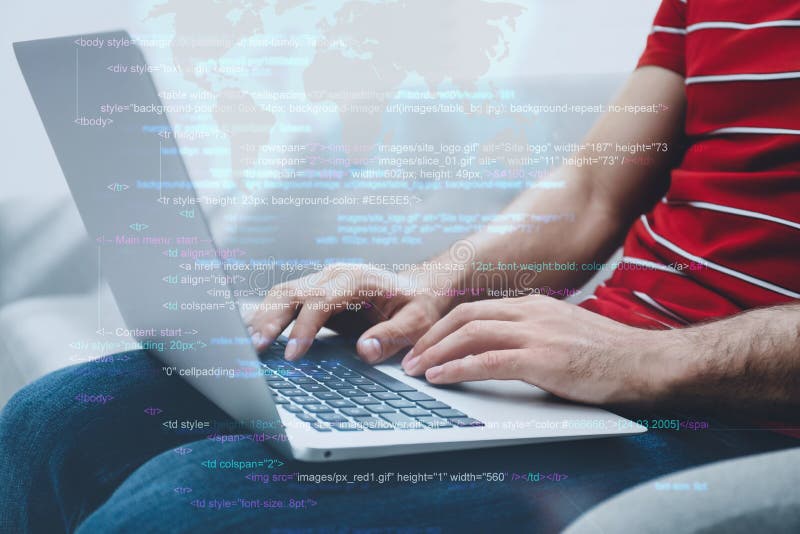 Hacker Working with Laptop Indoors. Cyber Attack Stock Photo - Image of ...