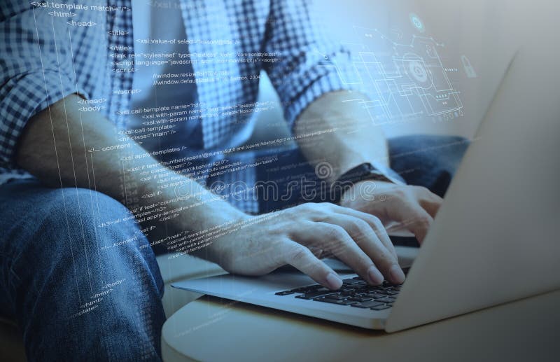 Hacker Working with Laptop Indoors. Cyber Attack Stock Photo - Image of ...