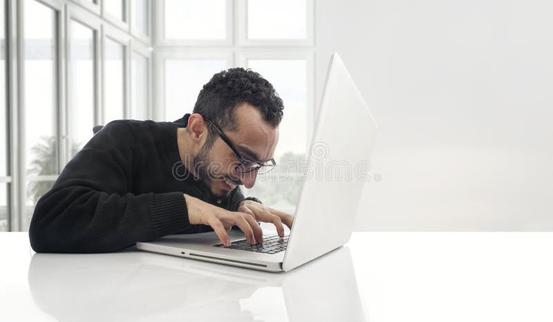 Hacker Working on Laptop in the Office Stock Image - Image of hack ...