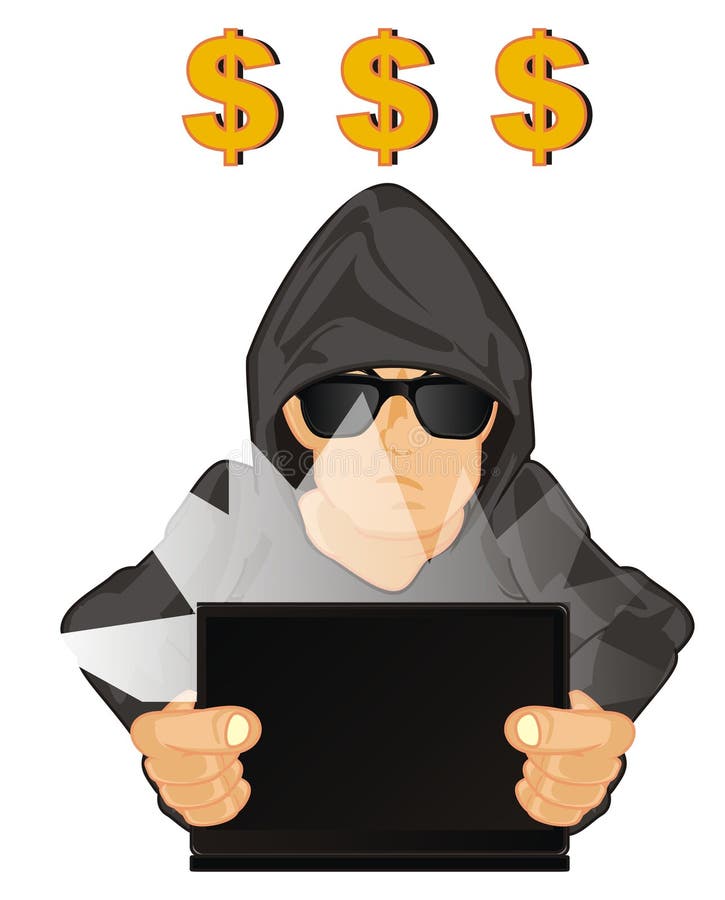 Hacker and dollar`s signs stock illustration. Illustration of internet ...