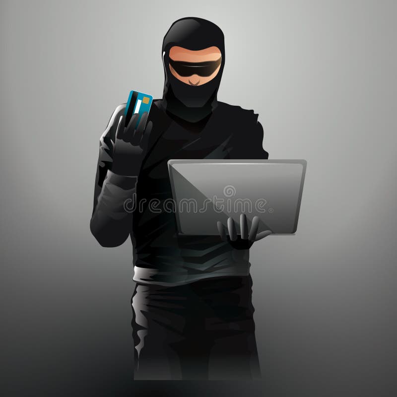 Hacker Working on Laptop. Vector Illustration Decorative Design Stock ...