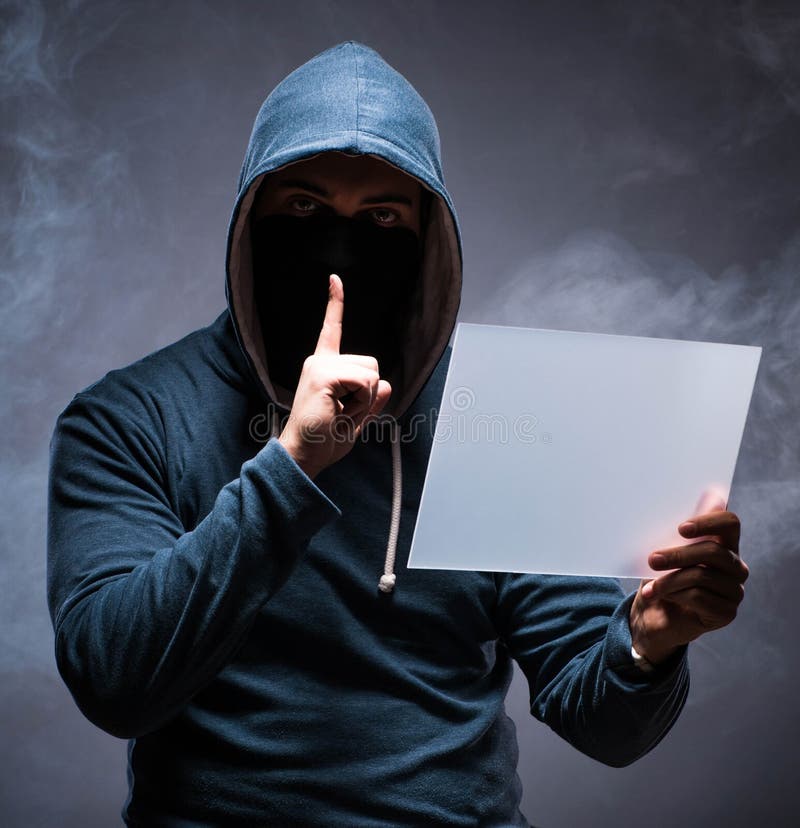 Hacker Working on Tablet in Dark Stock Photo - Image of network ...