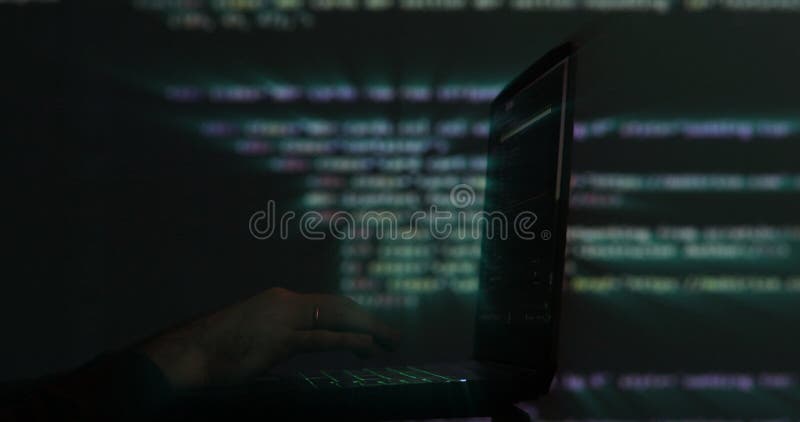 Hacker Writing Code Cracking Computer Programming Code In The 7680