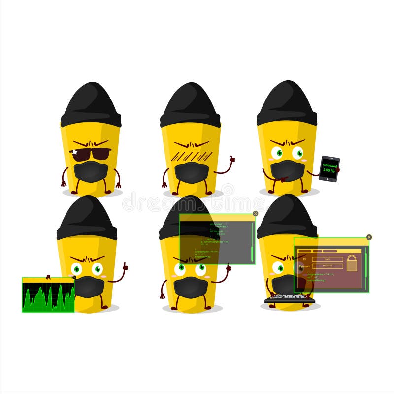A Hacker Yellow Chalk Character Mascot with Stock Vector - Illustration ...