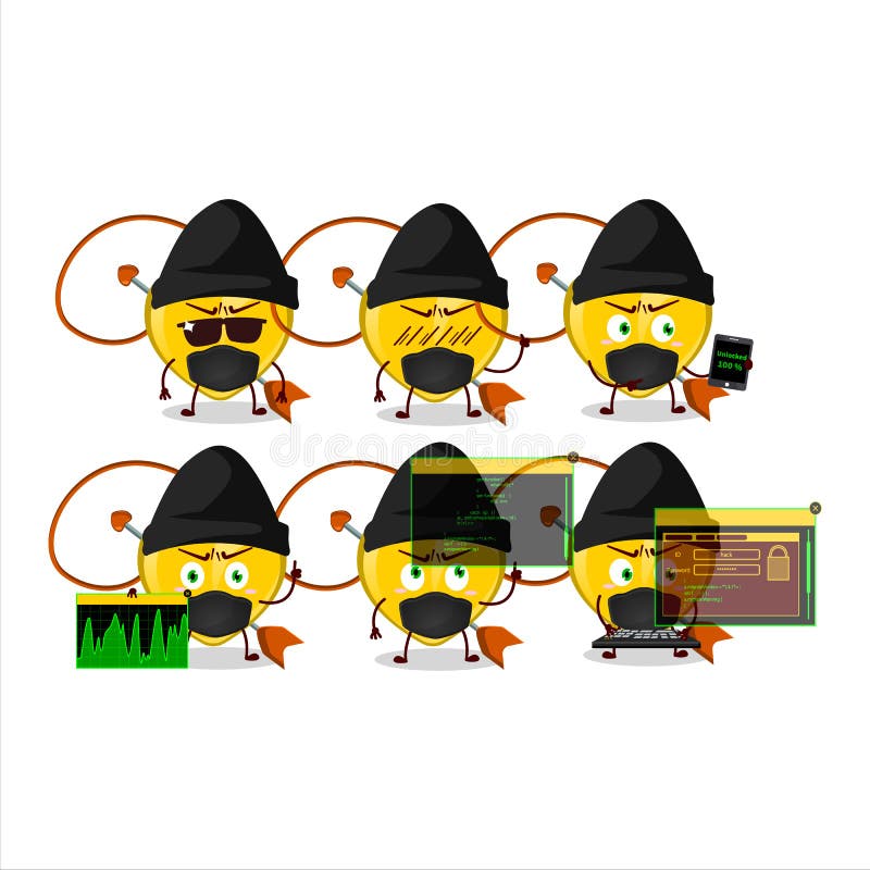 A Hacker Yellow Heart Arrow Necklace Character Mascot with Stock Vector ...