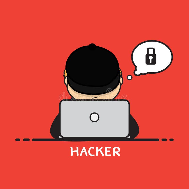 Hacker. Karikatur-Serie vektor abbildung. Illustration von mann - 11785452