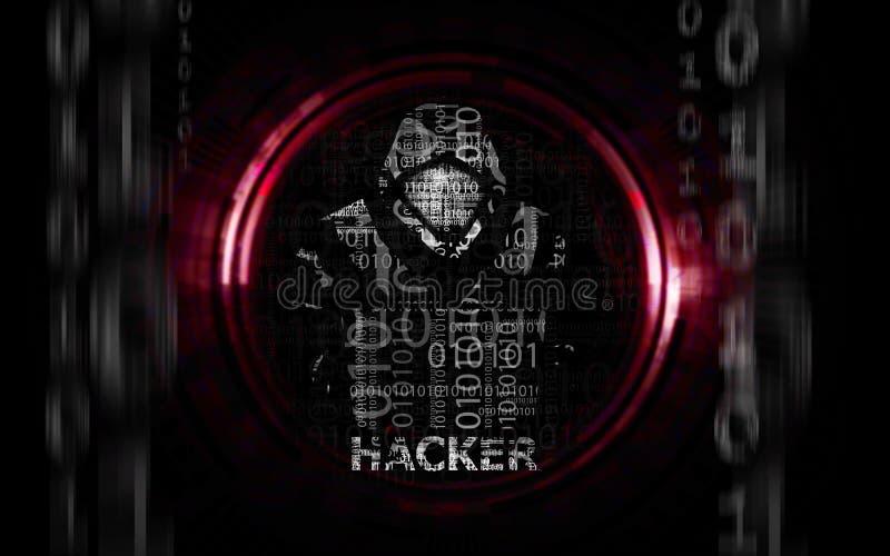 Hackermann Im Hoodie Mit Dem Laptop Flach Stock Abbildung ...