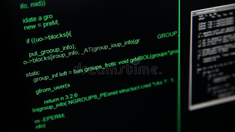 Hackers Code Running Down on Computer Screen Terminal. Blink Windows on ...