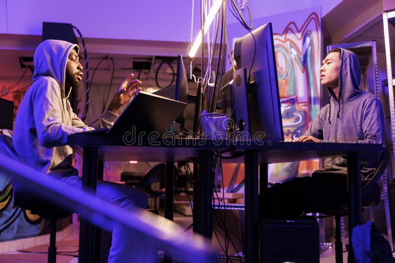 Hackers Coding Computer Worm Together Stock Photo - Image of ...