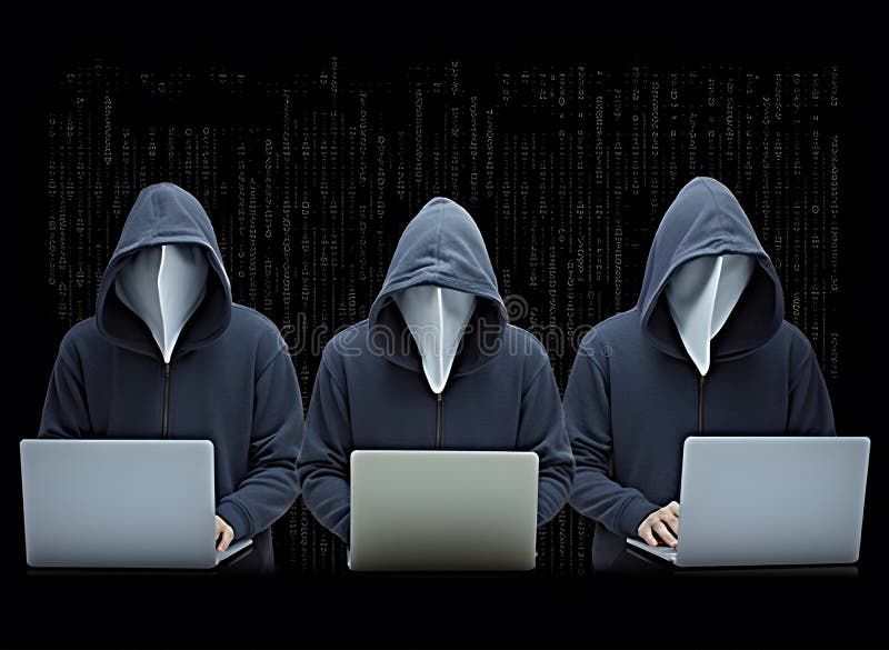 Hackers without Face. Concept of Hacker Group, Organization or ...