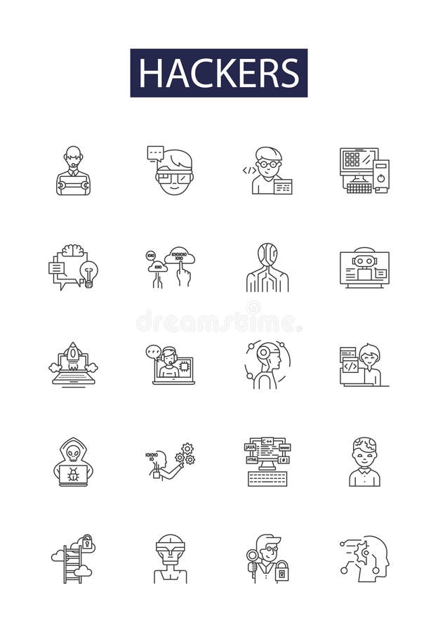 Hackers Line Vector Icons and Signs. Internet, Computer, Data, Security ... Hackers Line Vector Icons and Signs. Internet, Computer, Data, Security ...