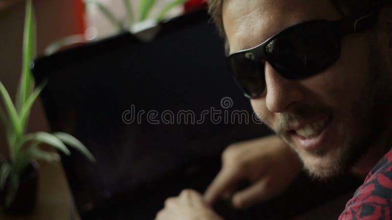 Funny Hacker Stereotype stock footage. Video of biohacker - 118512668