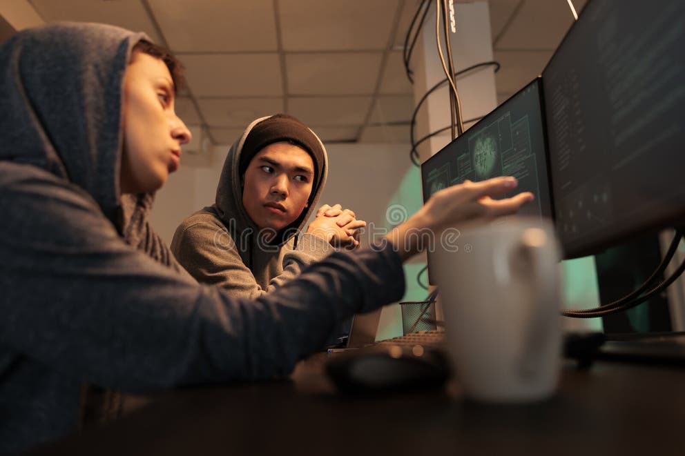 Hackers Planning Cyberattack, Discussing Malicious Software Code Stock Image - Image of ...