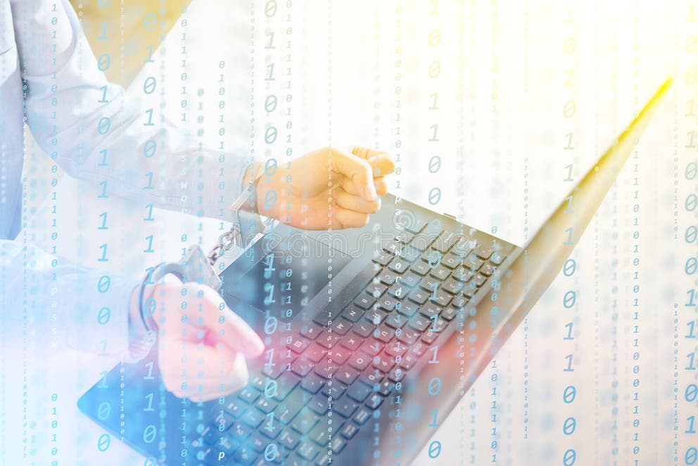 Hackers Programmer Look on Screen and Writes the Program Code Hack ...