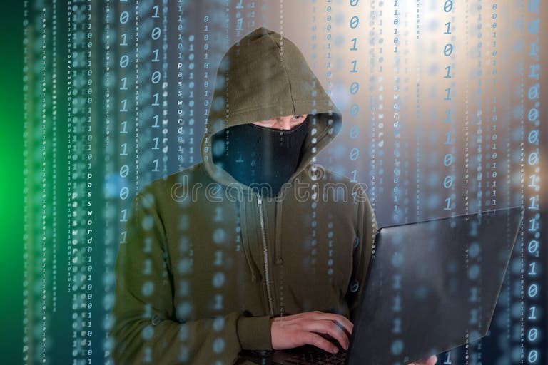 Hackers Programmer Look on Screen and Writes the Program Code Hack ...