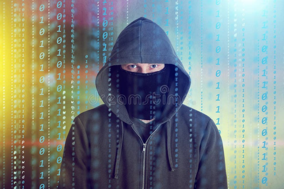 Hackers Programmer Look on Screen and Writes the Program Code Hack ...