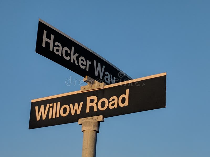 Hackers Sign stock image. Image of street, willow, right - 107901403