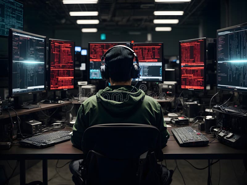 Hackers Using Laptops with Binary Codes Digital Interfaces Stock Image - Image of exposure ...