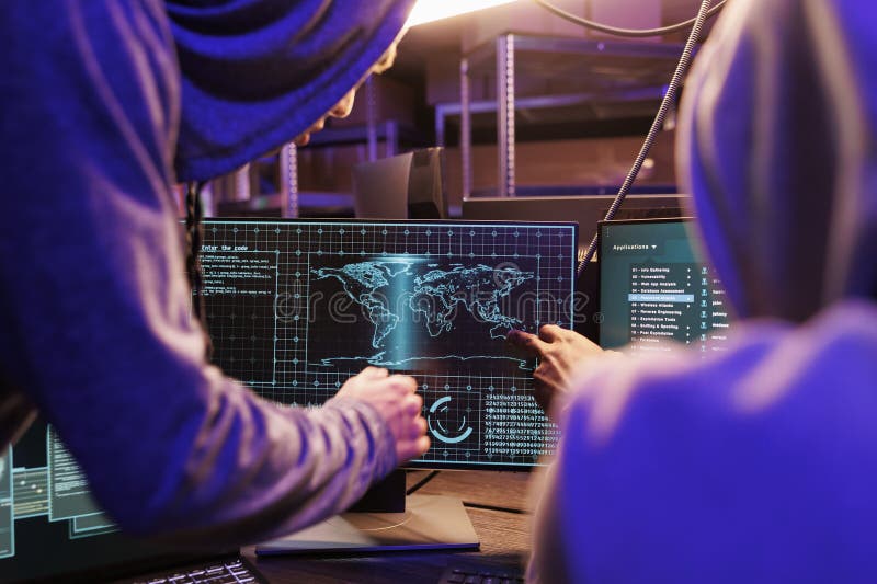 Hackers Using Spyware on Computer Screen Stock Photo - Image of ...