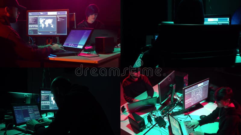 Dynamic Hacker Duo in Dark Room: Cybersecurity Experts. Collage. Stock ... Dynamic Hacker Duo in Dark Room: Cybersecurity Experts. Collage. Stock ...