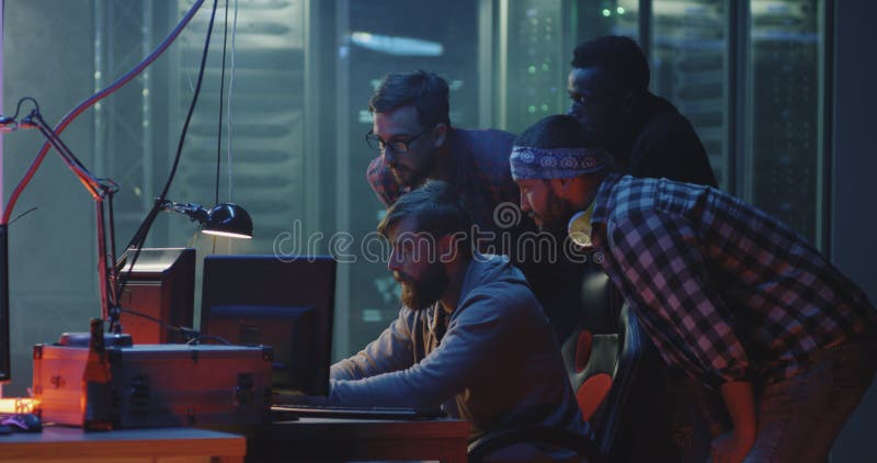 Young Hackers Coding on Their Computers Stock Image - Image of ...