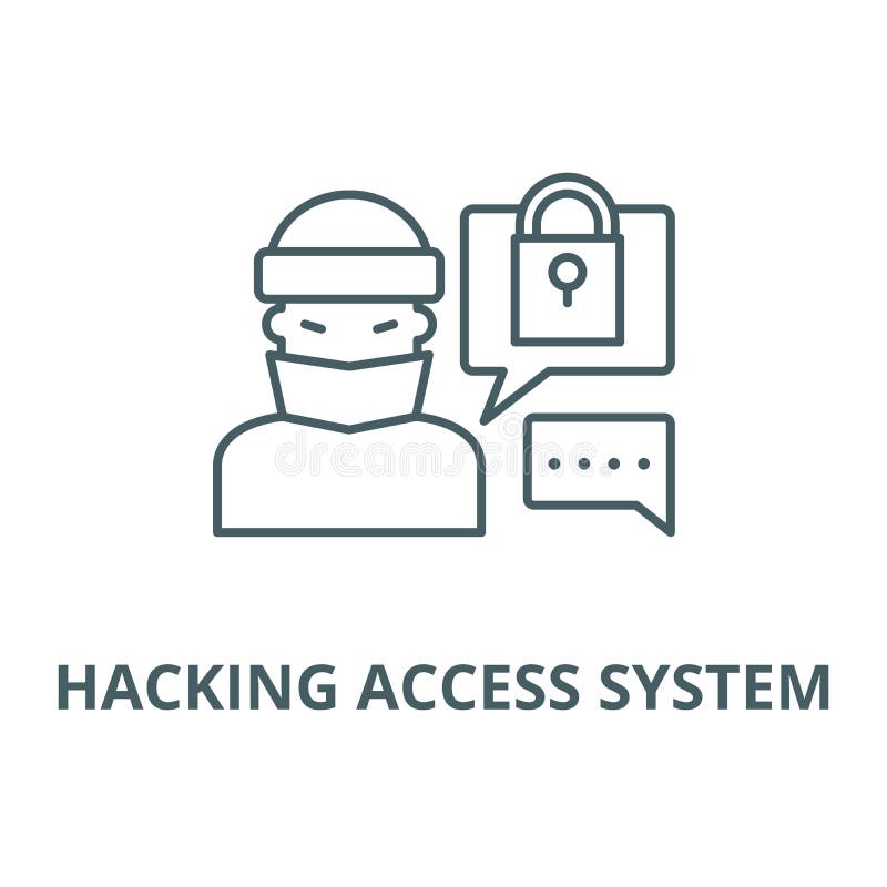 Hacking Access System Vector Line Icon, Linear Concept, Outline Sign ...
