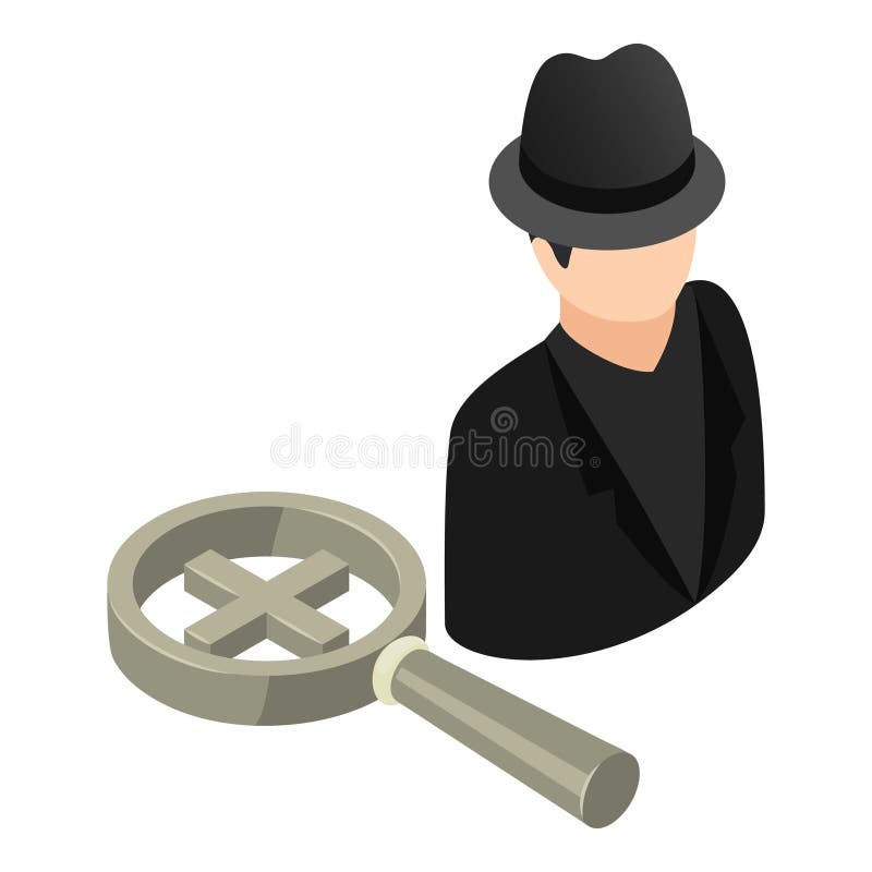 Hacking Attack Icon Isometric Vector. Faceless Hacker and Loupe with ...