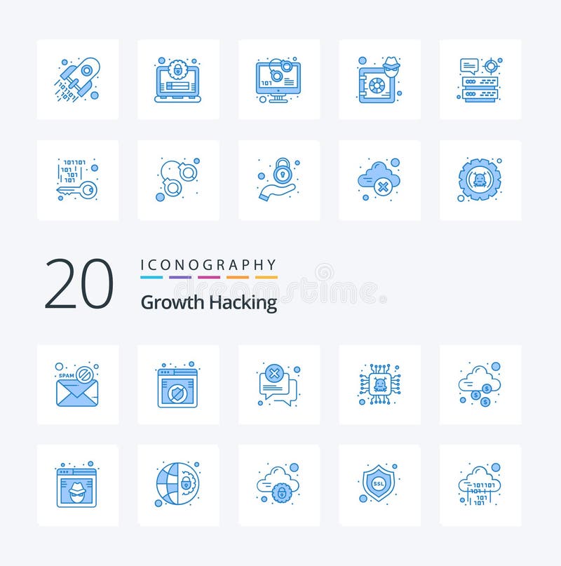 20 Hacking Blue Color Icon Pack Like Cloud Error Website Electronics ...