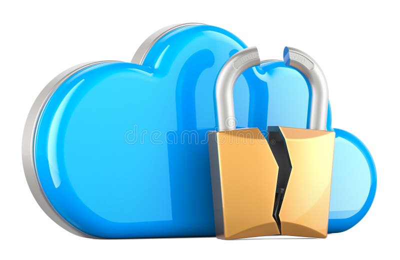Hacking the Cloud, Concept. Computing Cloud with Broken Padlock, 3D ...