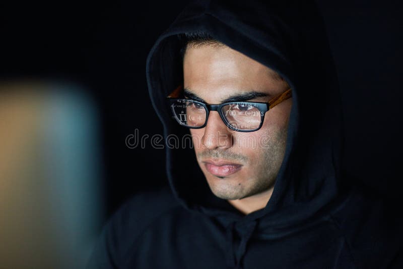 Hacking Computer And Hacker Man In Hoodie Programming Coding Software And Information 2488