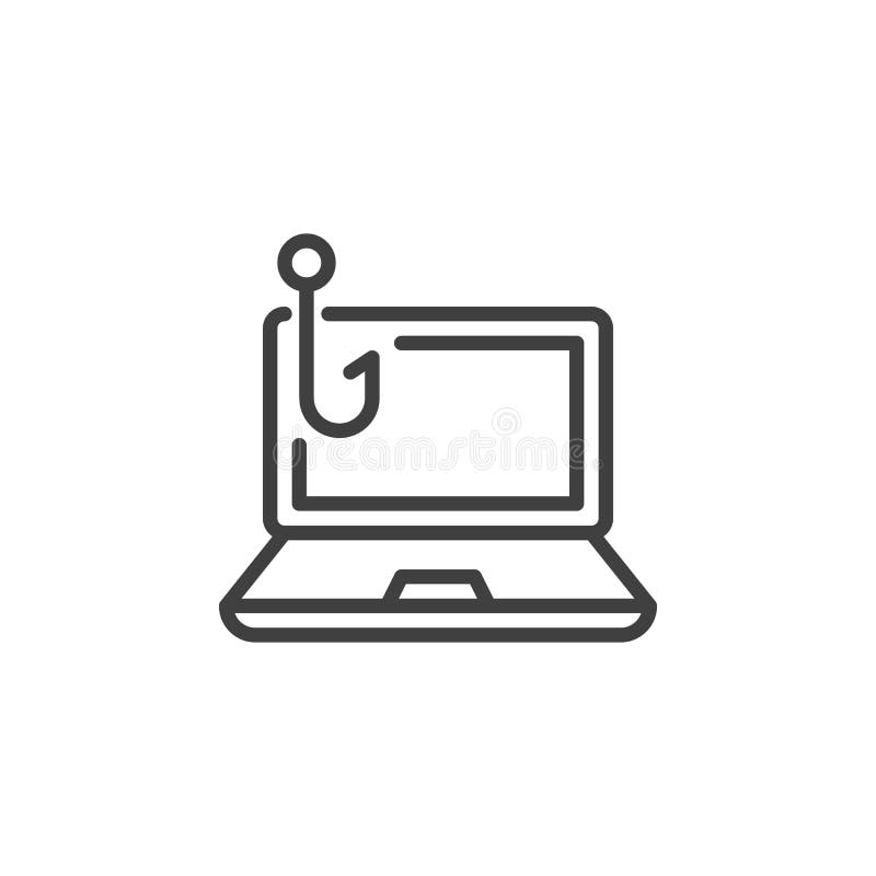 Hacking computer line icon stock vector. Illustration of simple - 227457120