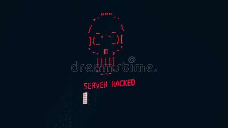 Hacking a Computer Server Skull Warning Stock Video - Video of illegal ...