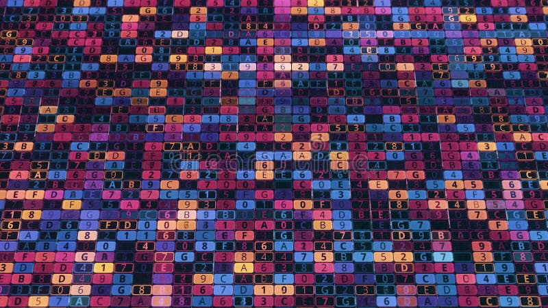 Hacking Computer System with Colorful Background. Animation. Lot of Digital Cells that Change ...