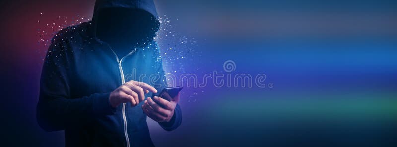 Hacking Concept, Hacker with Cellphone Stock Photo - Image of hack ...
