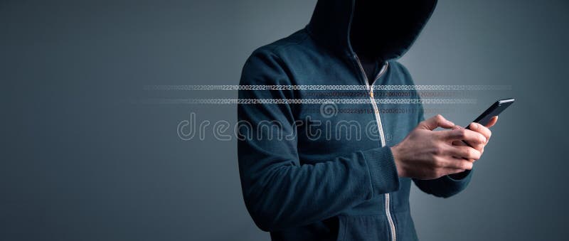 Hacking Concept, Hacker with Cellphone Stock Image - Image of online ...