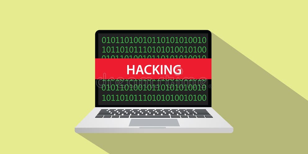 Hacking Concept Illustration with Laptop Comuputer and Text Banner on ...