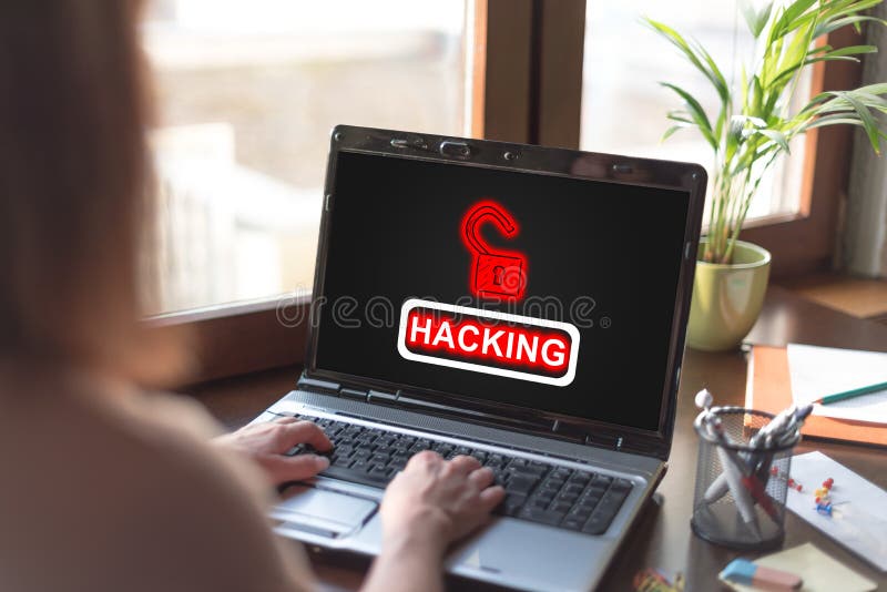 Hacking Concept on a Laptop Screen Stock Image - Image of system ...