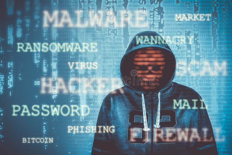 Hacking Concept with a Red Skull Covered with Hoodie Stock Image ...