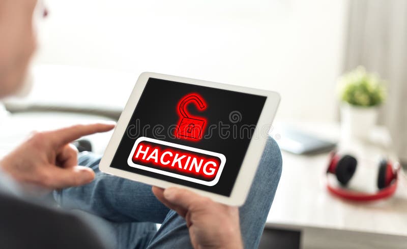 Hacking Concept on a Tablet Stock Photo - Image of data, password ...
