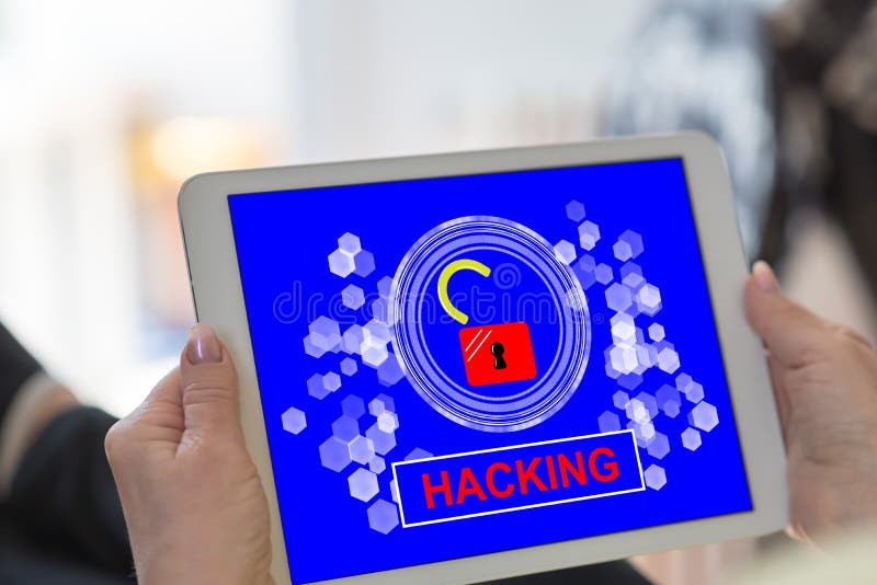 Hacking Concept on a Tablet Stock Image - Image of password, symbol ...