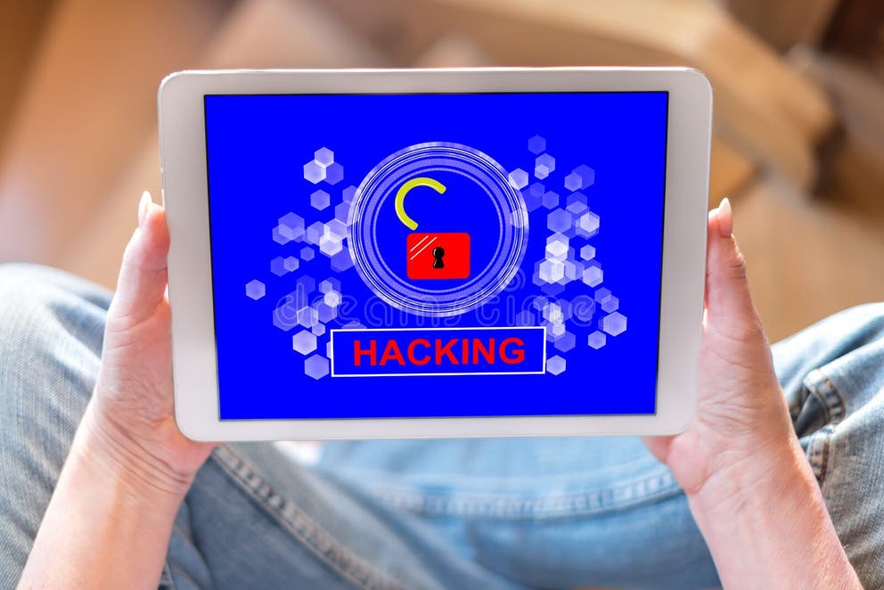 Hacking Concept on a Tablet Stock Image - Image of cyber, hacking ...