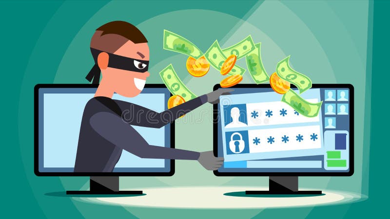 Thief Stealing Personal Data Vector. Hacker Character. Crack User ...