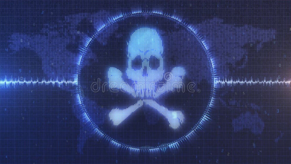 Hacking Cyber Attack - Blue Danger Warning of Malware Stock ...