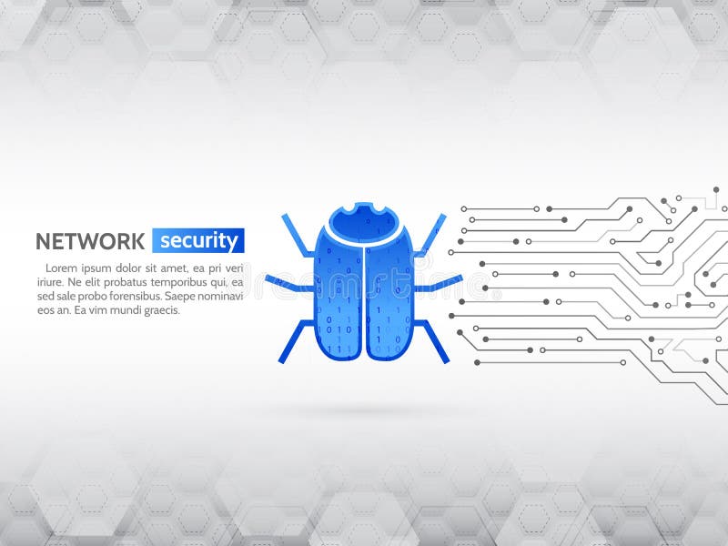 Abstract High Tech Circuit Board With Hacker Bug Hacking And Cyber