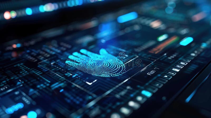 Hacking Cybercrime Security Breach Fingerprint Recognition Software ...