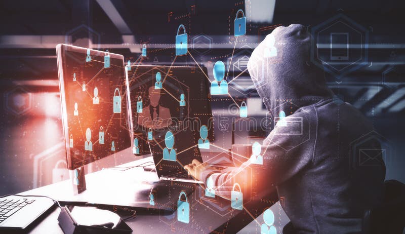 Hacking and data concept stock image. Image of desk - 128940339
