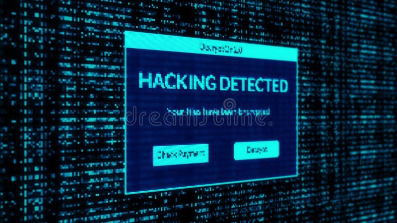 Hacking Detected Warning And Check Payment For Decrypt System Files Concept With Binary Code
