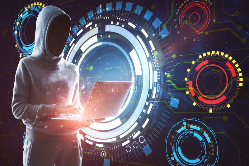 Hacking, Future and Theft Concept Stock Photo - Image of device ...