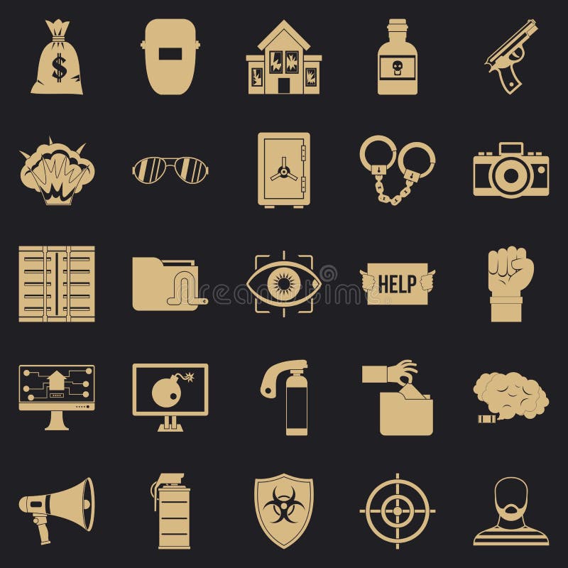 Hacking Icons Set, Simple Style Stock Vector - Illustration of genius ... Hacking Icons Set, Simple Style Stock Vector - Illustration of genius ...